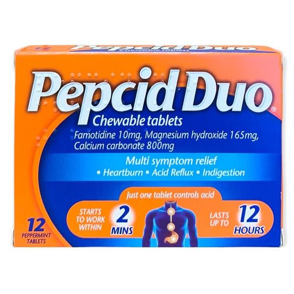 Pepcid Duo Famotidine Chewable Tablets 12 Pack - Heartburn Aid ...